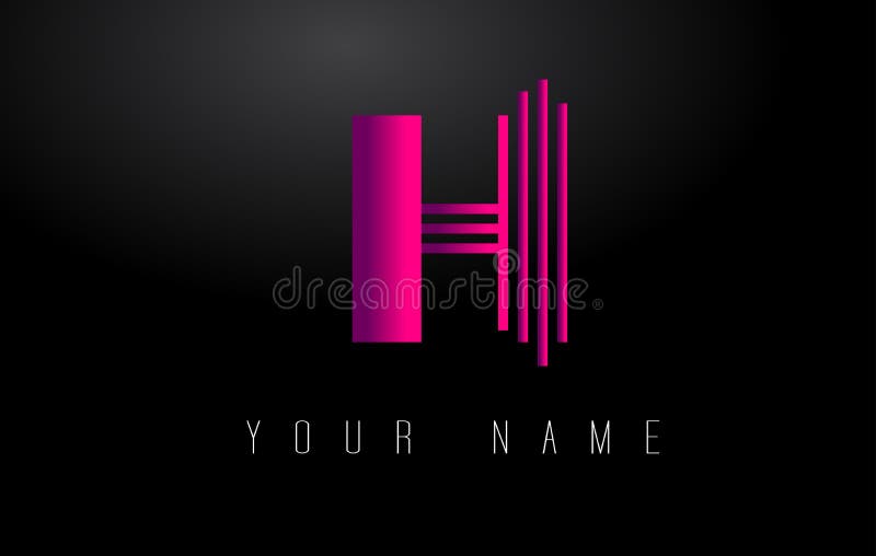 H Magenta Lines Letter Logo. Creative Line Letters Vector Template ...