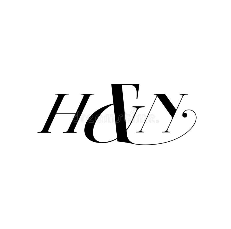 H and N Typography Vector Monogram in Calligraphy Style Stock Vector ...