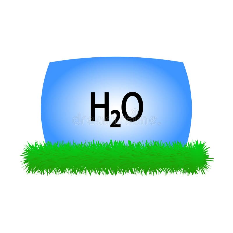 H2O Icon. Water Symbol. Blue Drop Shape. Vector Grass Element Stock ...