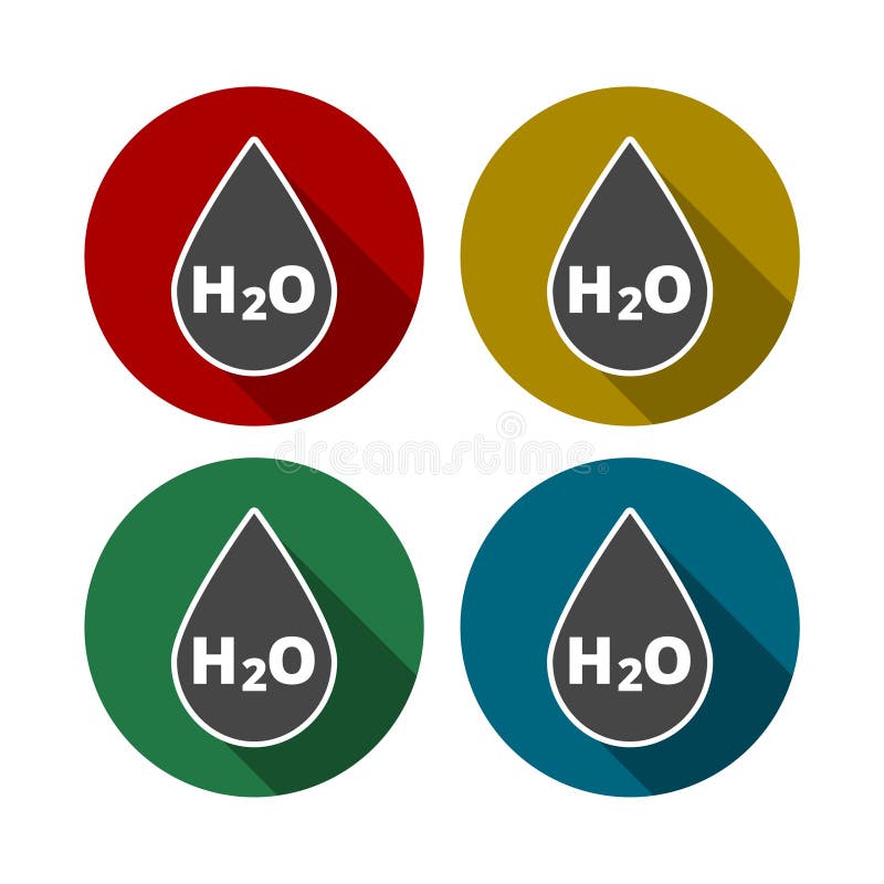 H2O Water drop sign icon stock vector. Illustration of badge - 128011008