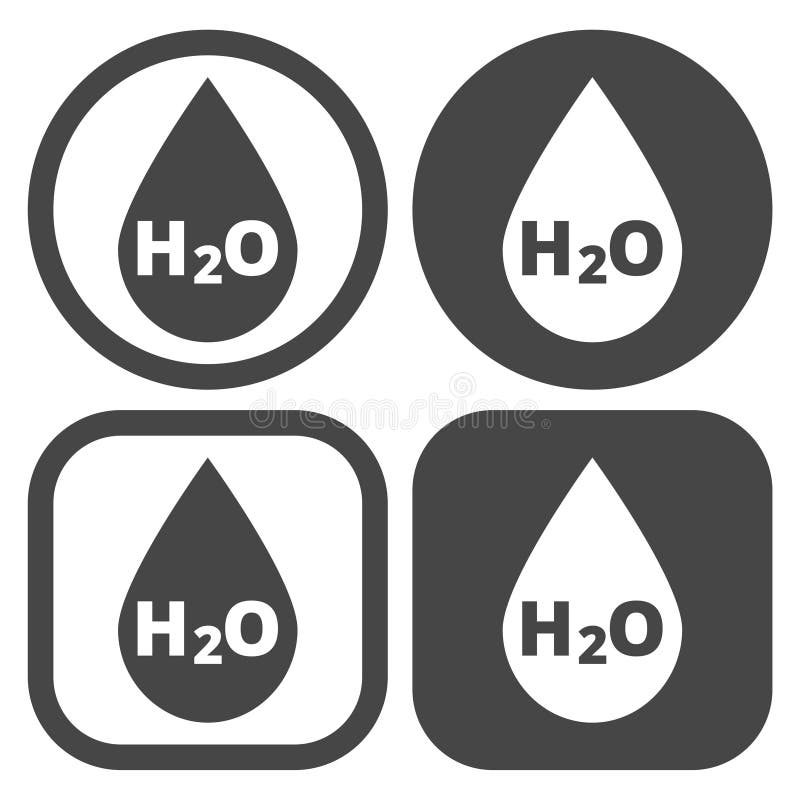 H2O Water drop sign icon stock vector. Illustration of badge - 128011083