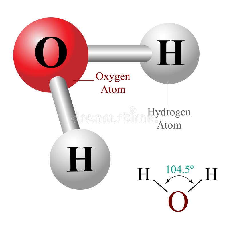 H2O, Water Molecule Illustration Stock Vector - Illustration of core ...