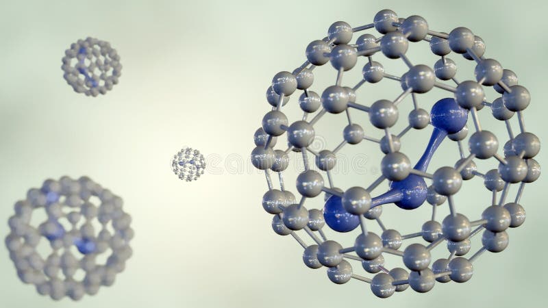 H2O or Water Molecule Inside the Fullerene C60 Cage Stock Illustration ...