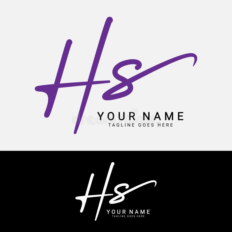 H, S, HS Initial Letter Logo. Alphabet HS Handwritten Signature Logo ...