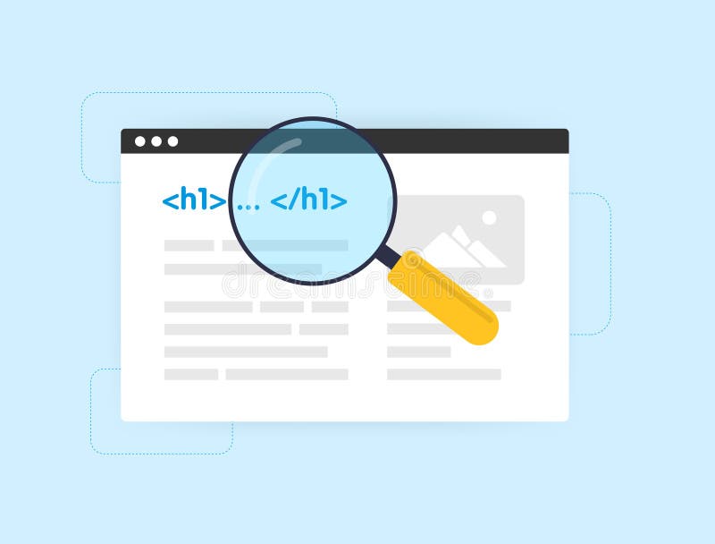 H1 SEO Title Tags Concept. Optimize Website Headings for Better Search Engine Visibility Stock ...