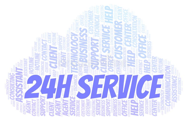 24h Service word cloud stock illustration. Illustration of poster ...