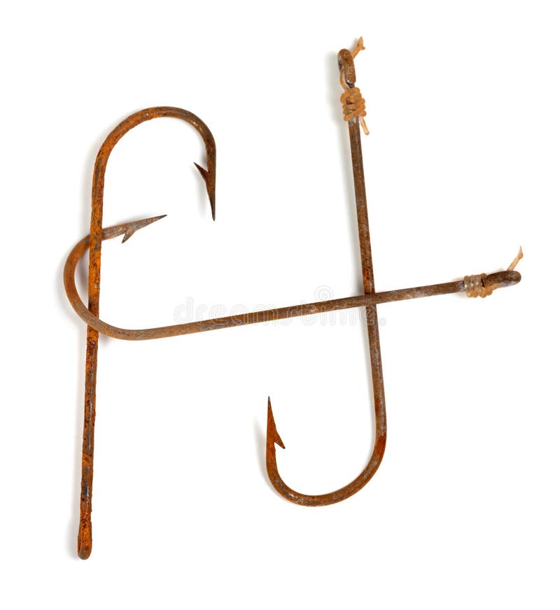 H-shaped Old Rusty Fish Hooks Stock Image - Image of equipment, font ...