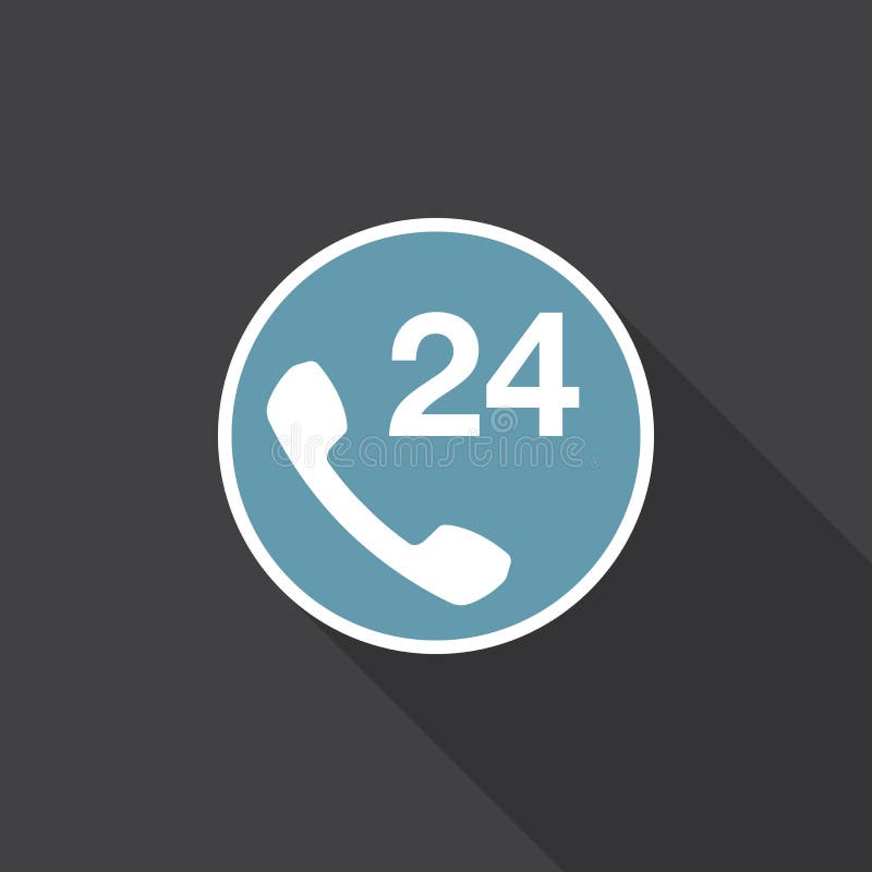 24h Support Icon Vector Isolated on Black Stock Vector - Illustration ...