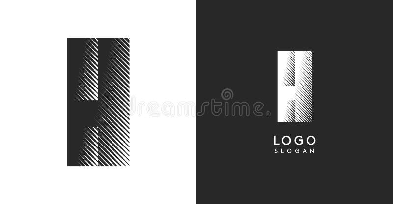 H Vector Letter. Sharp Contrast Monogram Strike Diagonal Hatching for ...