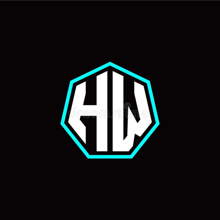 H W Initials Modern Polygon Logo Template Stock Vector - Illustration ...