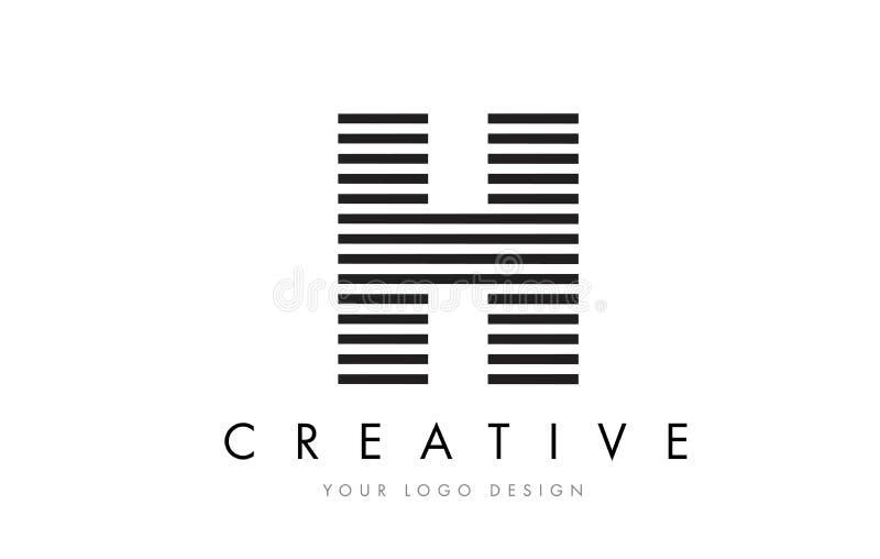 H Zebra Letter Logo Design with Black and White Stripes Stock Vector ...