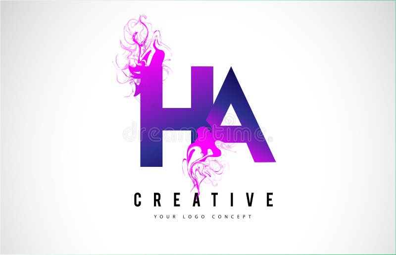 HA H a Purple Letter Logo Design with Liquid Effect Flowing Stock ...