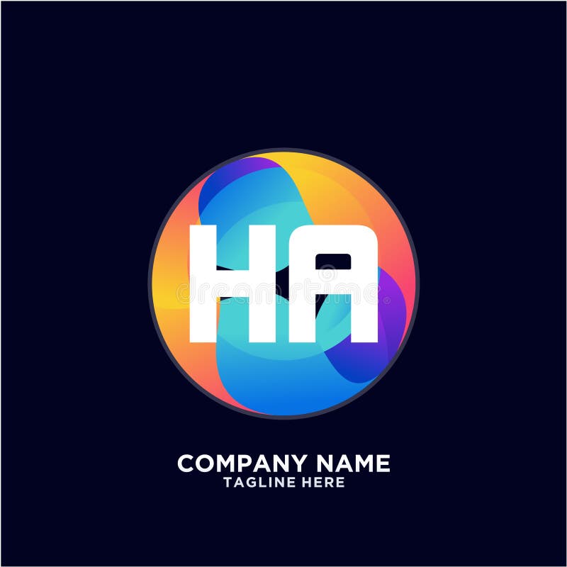 HA Initial Logo with Colorful Circle Template Vector Stock Vector ...