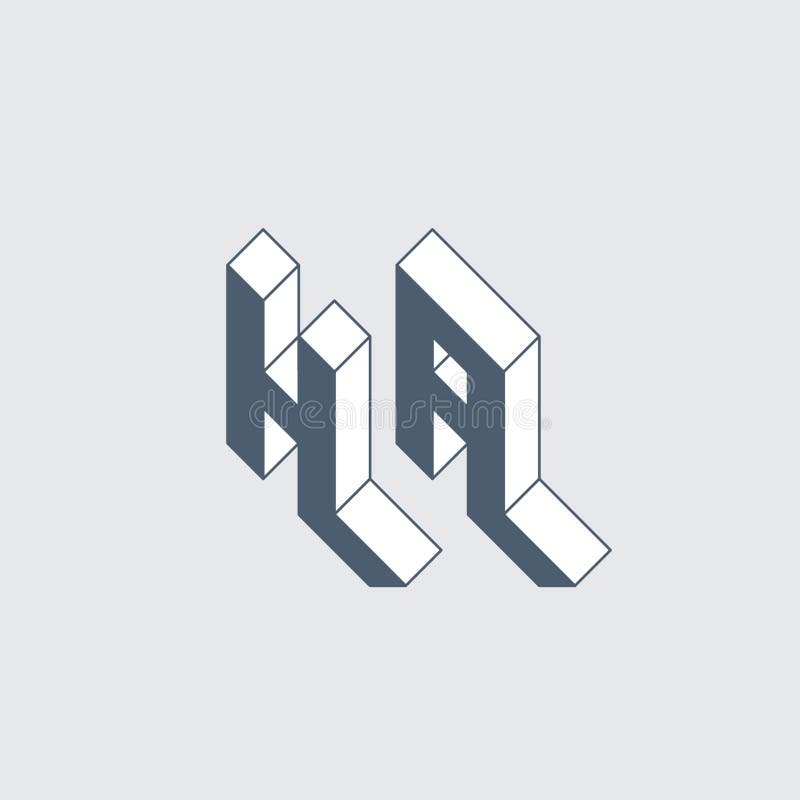 HA - 2-letter Code. Isometric 3d Font for Design. Three-dimension ...