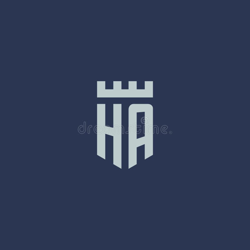 HA Logo Monogram with Fortress Castle and Shield Style Design Stock ...
