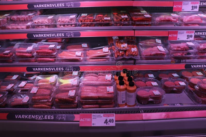 Haarlem, the Netherlands - May 26th, 2024: Pre-packed Pork Meat ...