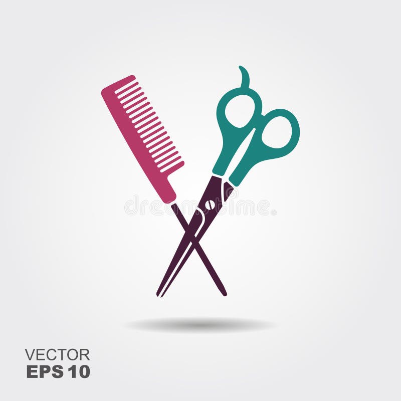 Haarsalon Met Schaar En Kam Vectorpictogram Vector Illustratie ...