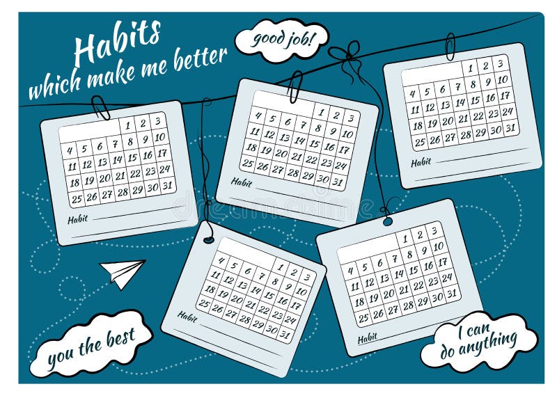 Habit Control Sheet and Inscriptions: Habits that Will Make Me Better ...
