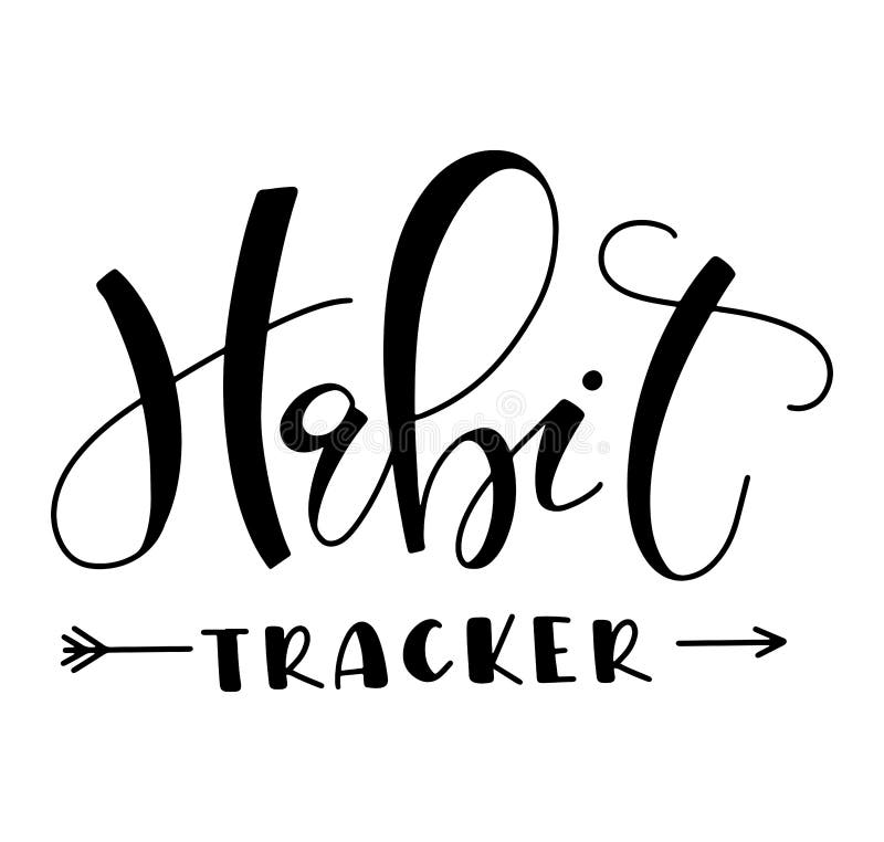 Habit Tracker - Black Lettering Isolated on White Background, Vector ...