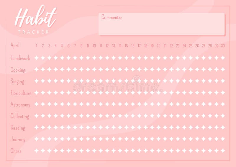Habit Tracker Creative Planner Page Design Stock Vector - Illustration ...