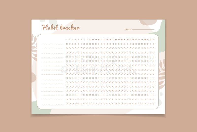 Habit Tracker. Monthly Planner Habit Tracker Blank Template Stock ...