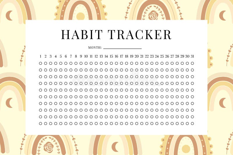 Habit Tracker. Monthly Planner Habit Tracker Blank Template Stock ...