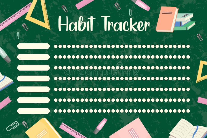 Habit Tracker. Paper Sheet. Doodle Hand Drawn Vector Illustration of ...