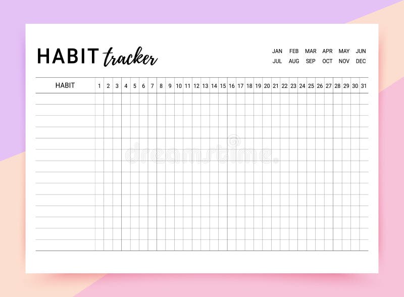 Habit Tracker Template. Habit Diary Layout for Month. Vector ...