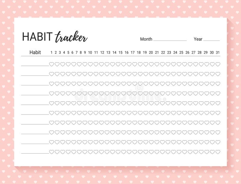Habit Tracker Template. Habit Diary Layout for Month. Vector ...