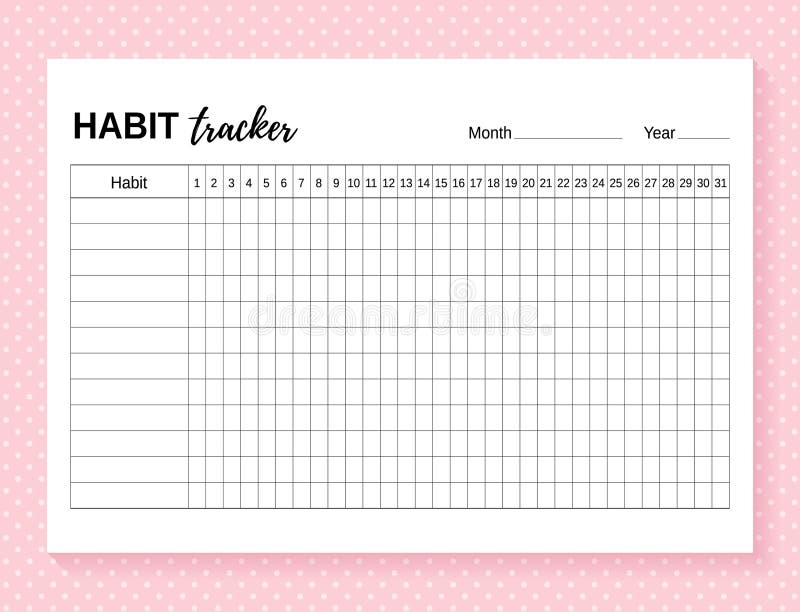 Habit Tracker Template. Layout Habit Diary for Month. Vector ...