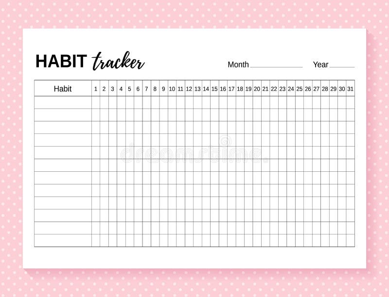 Habit Tracker Template. Layout Habit Diary for Month. Vector ...