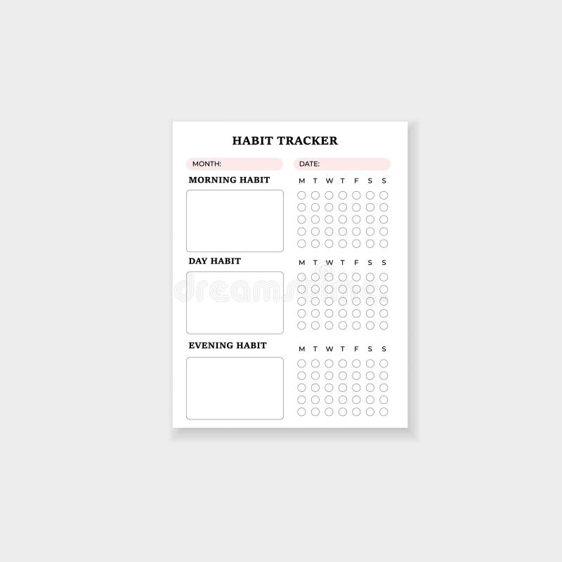 Habit Tracker Template with Morning, Day, and Evening Habit Boxes and ...
