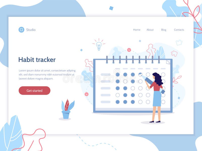 Habit tracker web banner stock vector. Illustration of people - 147830775
