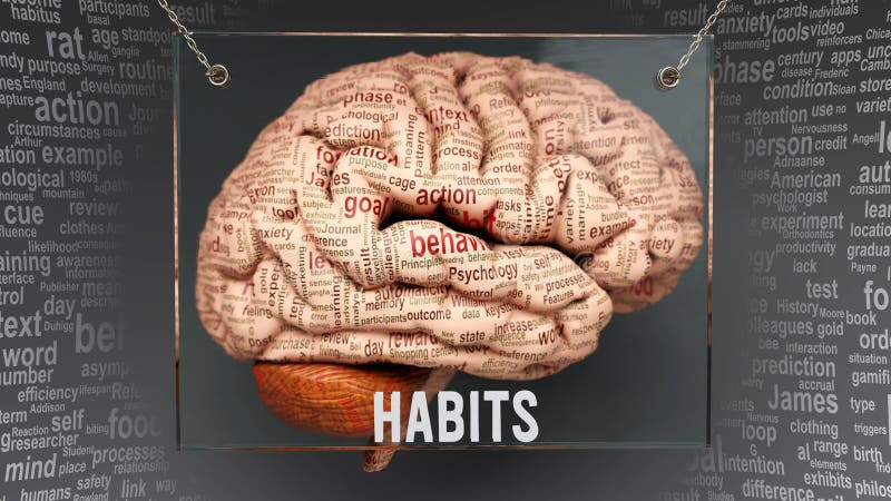 Habits in human brain stock illustration. Illustration of concepts ...