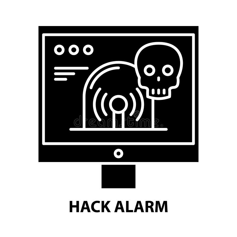 Hack Alarm Icon, Black Vector Sign with Editable Strokes, Concept ...