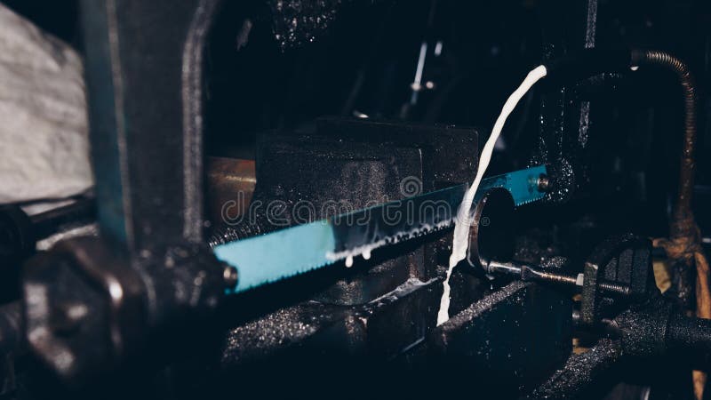 Hack Sawing Machine Working To Cutting a Metal Stock Image - Image of ...