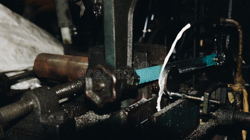 Hack Sawing Machine Working To Cutting a Metal Stock Image - Image of ...