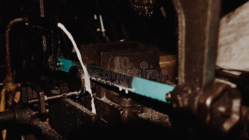 Hack Sawing Machine Working To Cutting a Metal Stock Photo - Image of ...