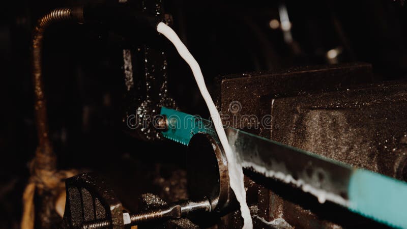 Hack Sawing Machine Working To Cutting a Metal Stock Image - Image of ...