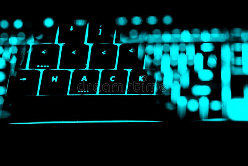 Hack Text on the Illuminated Buttons of the Keyboard Stock Image ...