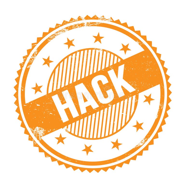 HACK Text Written on Orange Grungy Round Stamp Stock Illustration ...
