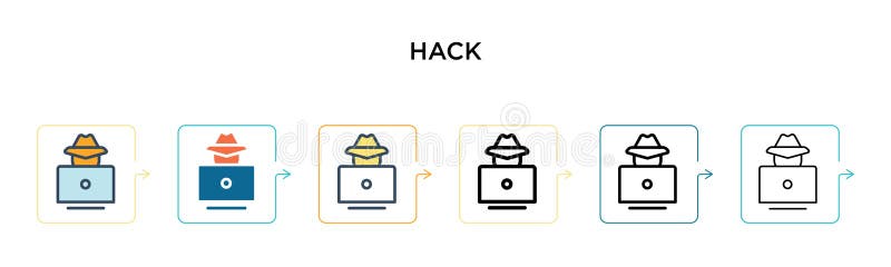 Hack Vector Icon in 6 Different Modern Styles. Black, Two Colored Hack ...