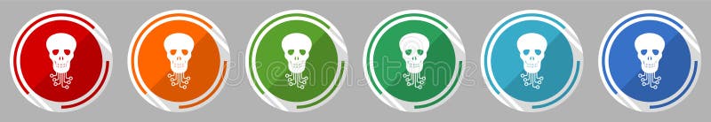 Hack, Virus, Circuit, Skull, Hacker Icon Set, Vector Illustration in 6 ...