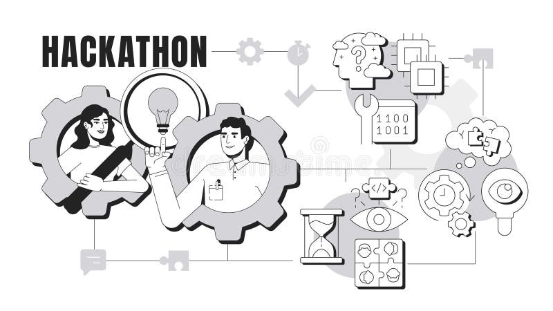 Hackathon Banner Conceptual Illustration Stock Illustration ...