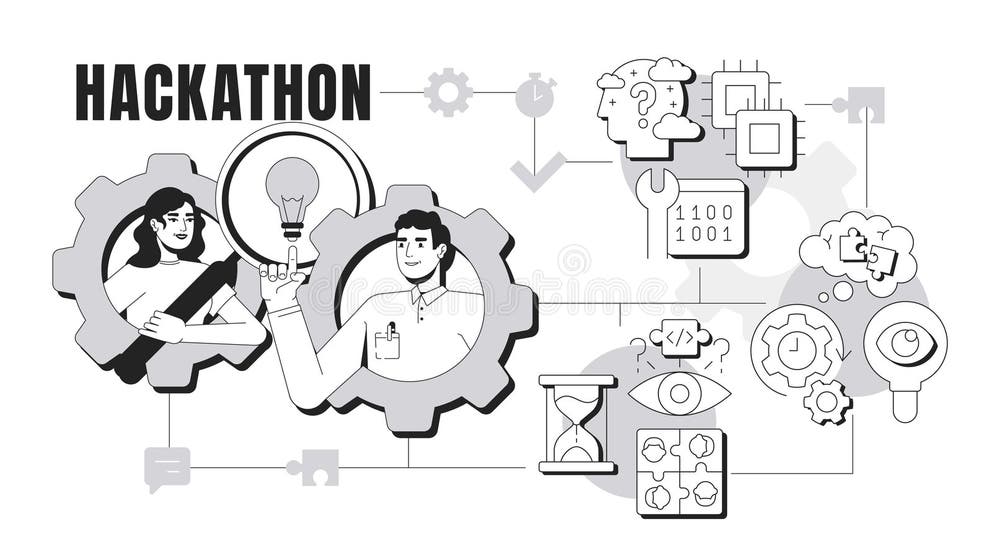 Hackathon Banner Conceptual Illustration Stock Illustration ...