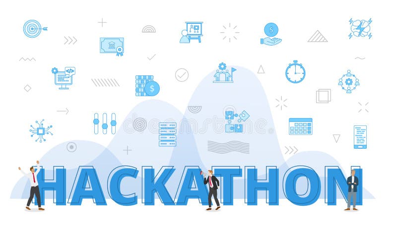 Hackathon Technology Concept with Icon Set Template Banner with Modern ...
