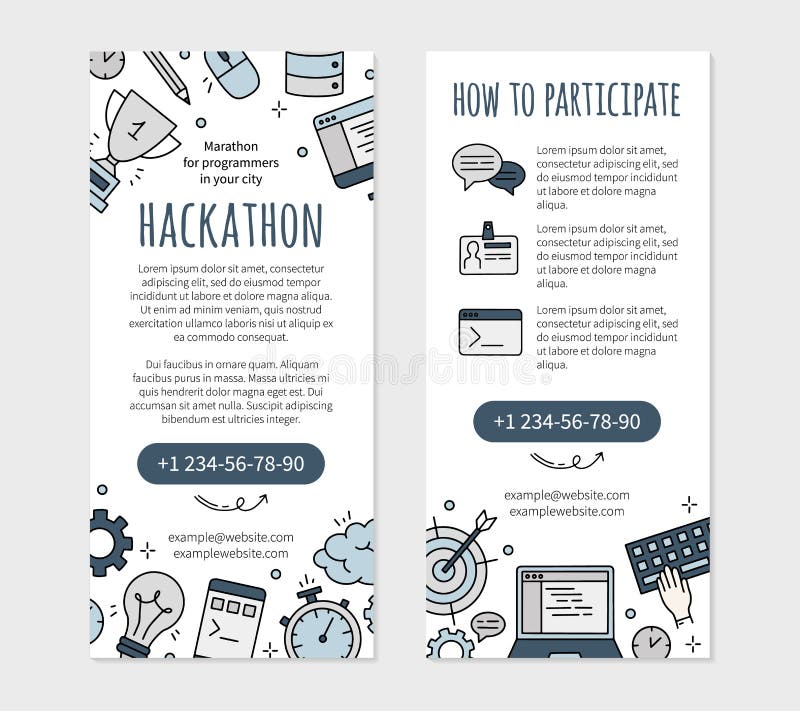 Hackathon and Datathon Flyer in Doodle Style Stock Vector ...