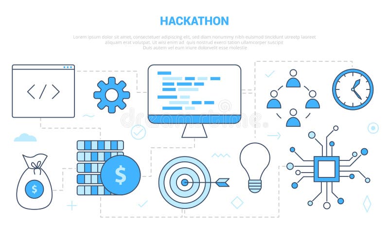 Hackathon Development Onboarding Elements Icons Set Vector Stock Vector ...