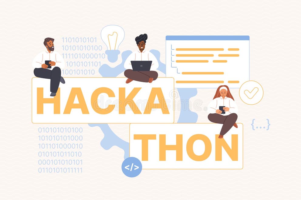 Hackathon Infographic Banner, Programmers, Web Developers, Designers Working on Software Stock ...