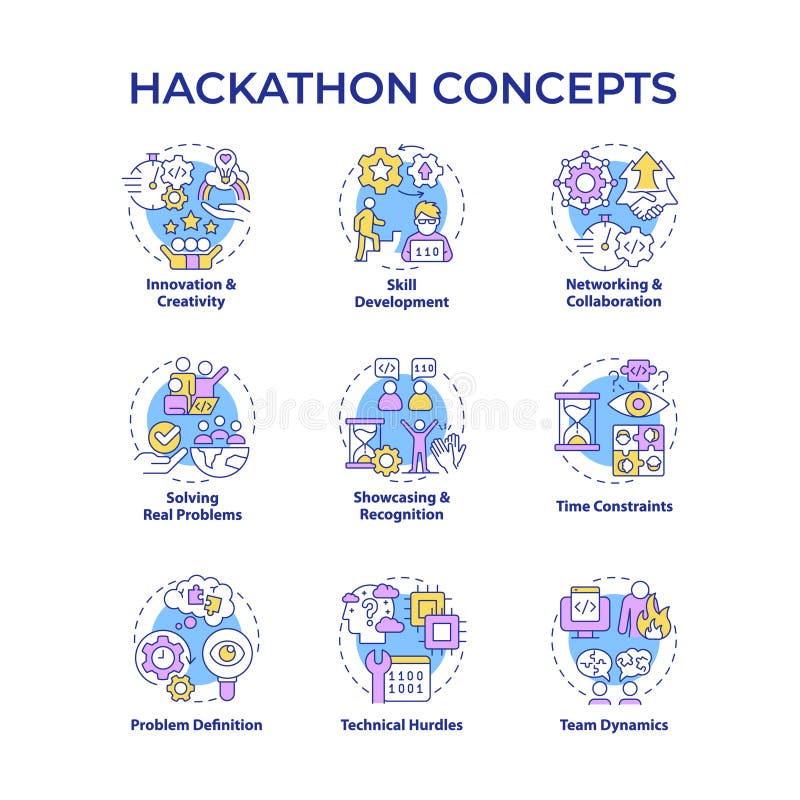 Hackathon Multi Color Concept Icons Stock Vector Illustration Of Teamwork Design 314754225